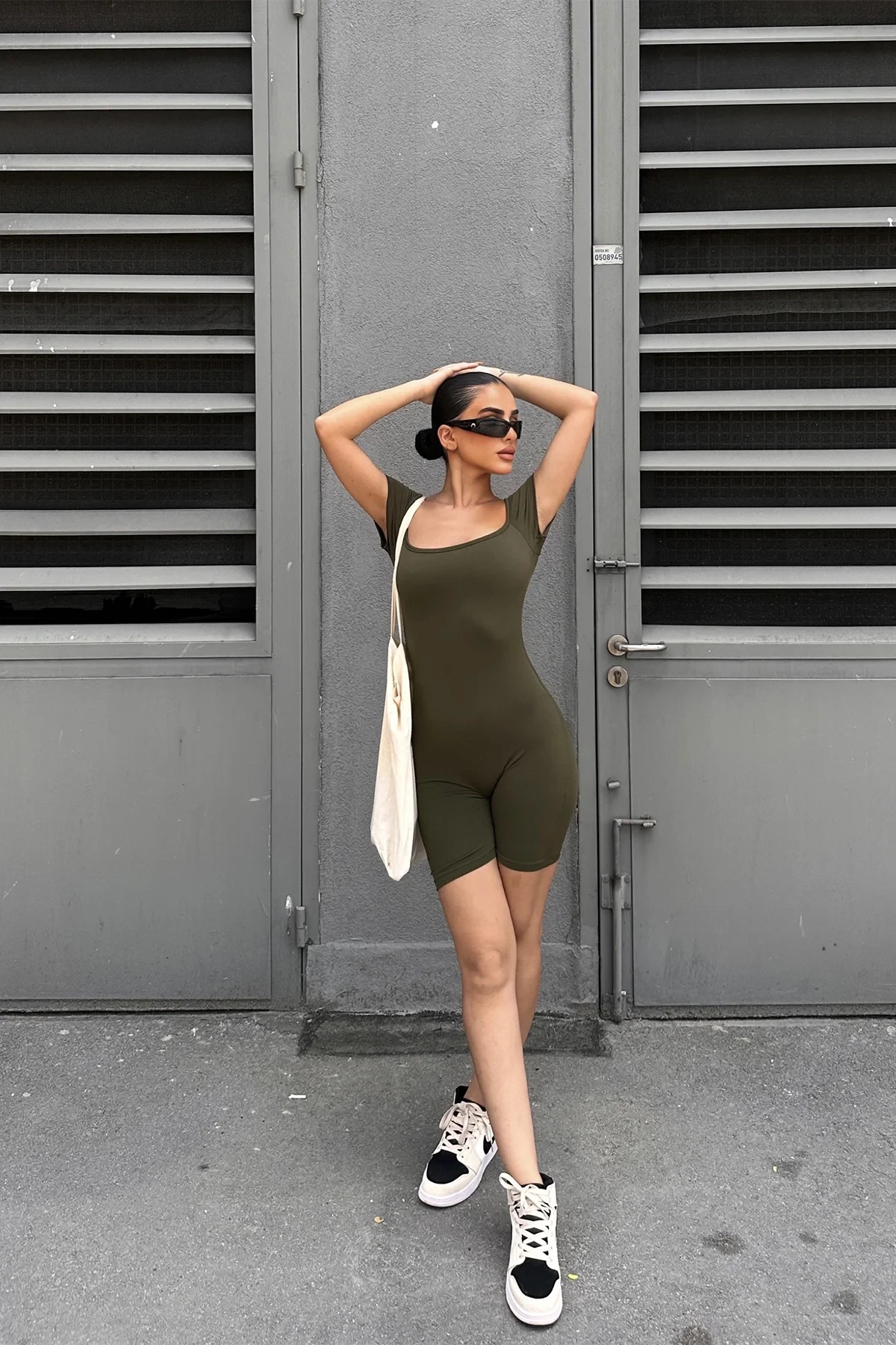 Khaki Square Collar Tulum